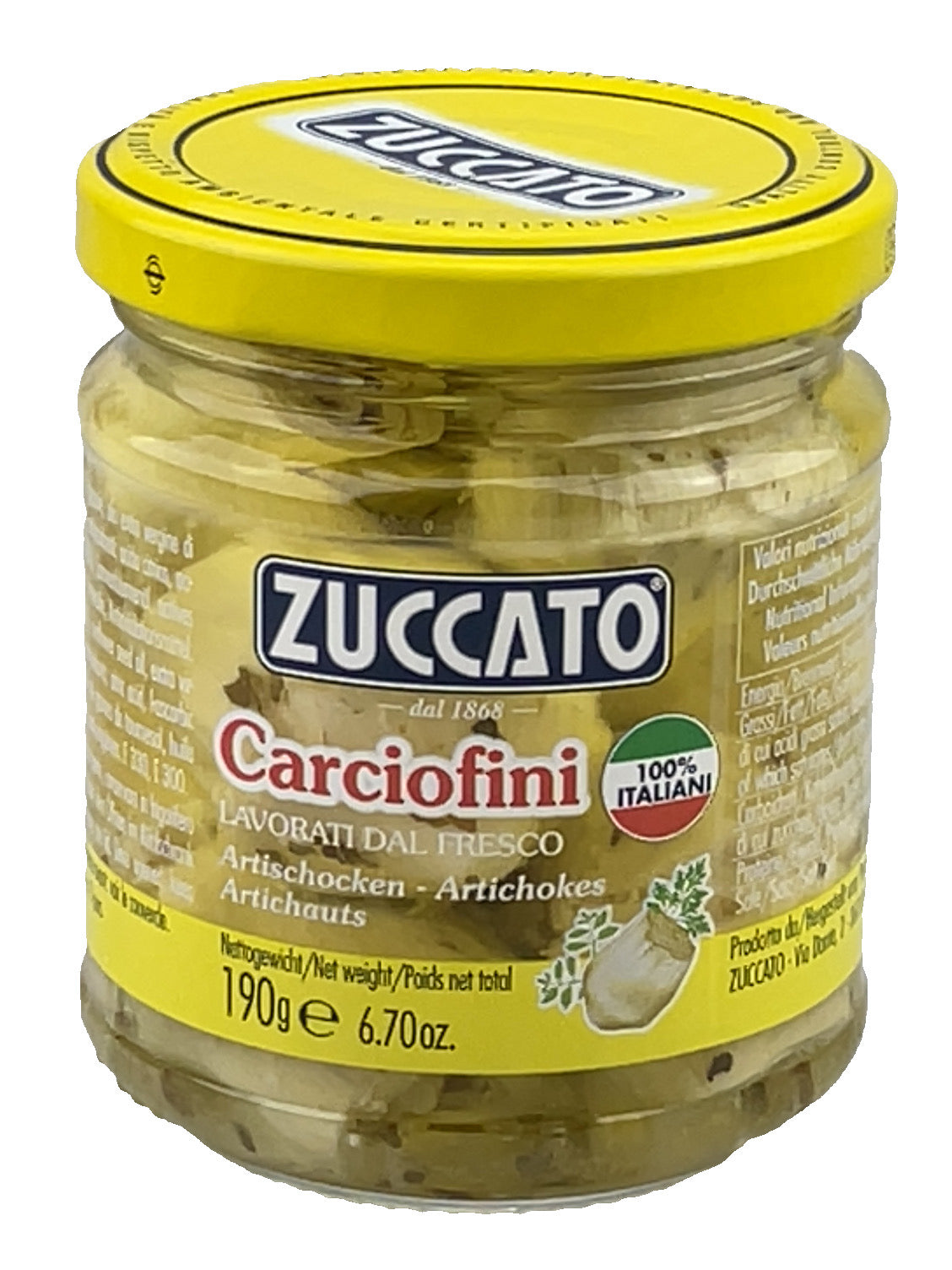 Carciofini - ZUCCATO - Artischockenherzen – Ital. Feinkost Dragone